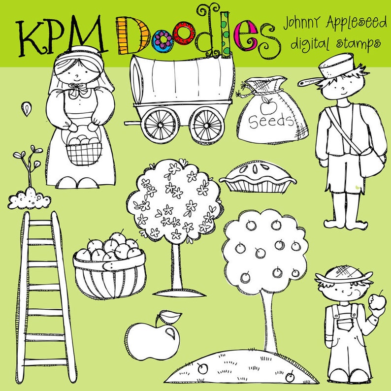 KPM Johnny Appleseed Digital Clipart COMBO - Etsy