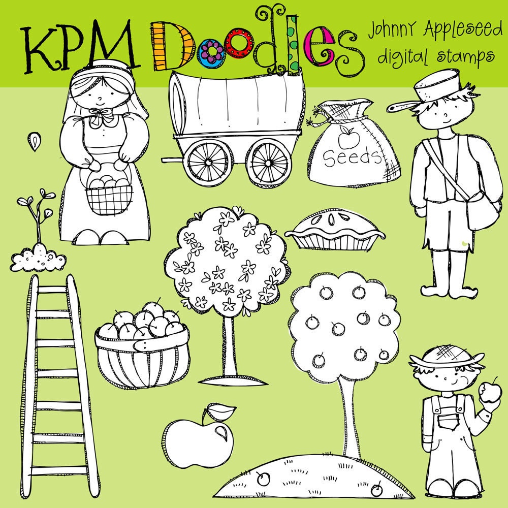 KPM Johnny Appleseed Digital Clipart COMBO - Etsy