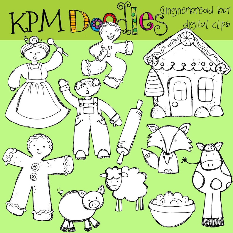 KPM Ginger Bread Boy Story Blackline Stamps - Etsy