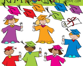 KPM Graduation Kids Digital Black Line Stamps | Etsy