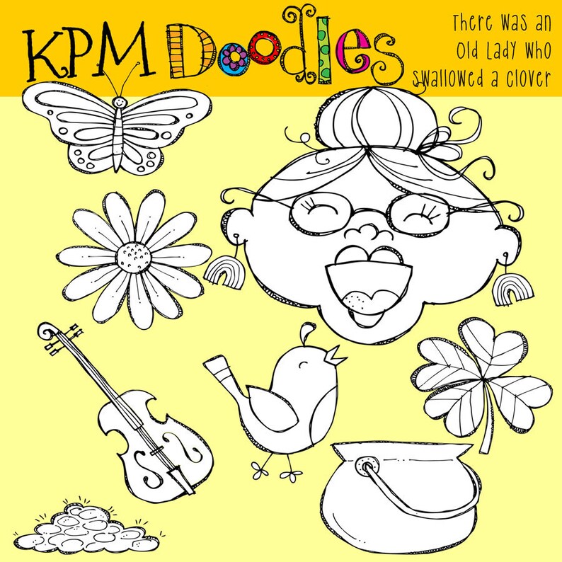 KPM Old Lady Who Swallowed a Clover Digital Clipart COMBO - Etsy