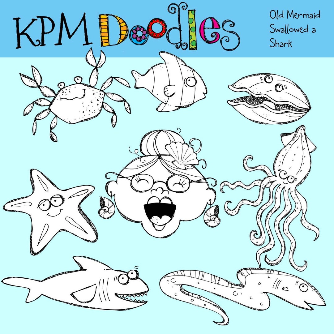 KPM Old Mermaid Who Swallowed a Shark Digital Clipart - Etsy