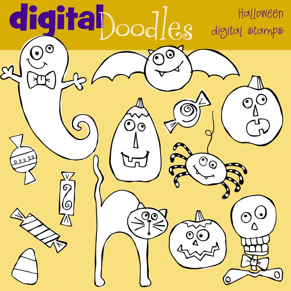 COMBO PACK Halloween Digital Clip Art and Stamp - Etsy