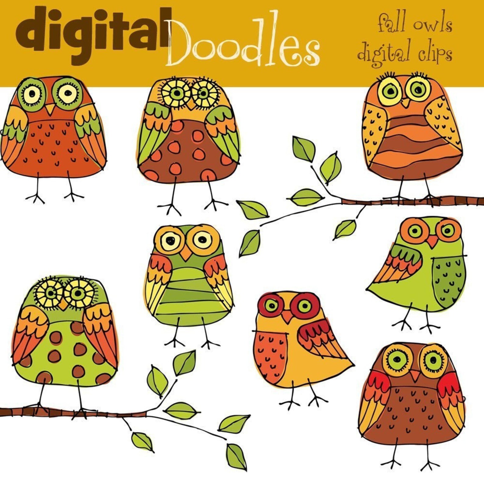KPM Fall Owls Digital Clip Art - Etsy