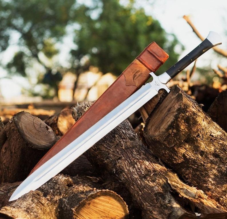 Hand-forged High-carbon Steel Sword: G10 Handle, Leather Sheath - Etsy