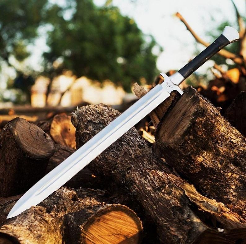 Hand-forged High-carbon Steel Sword: G10 Handle, Leather Sheath - Etsy