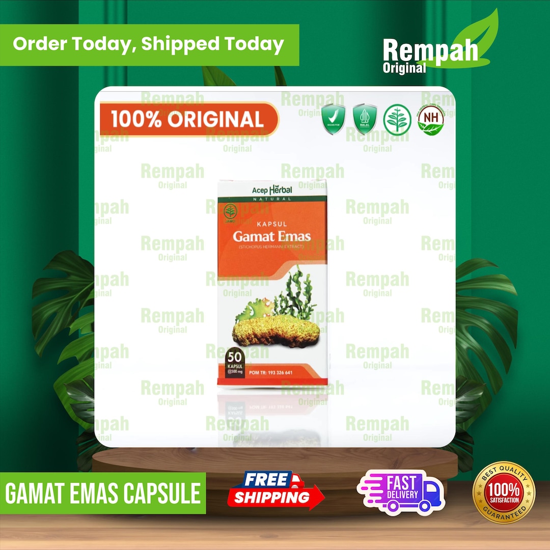 Gamat Emas Gold Capsule 50pcs - Natural Sea Cucumber Extract for Health ...