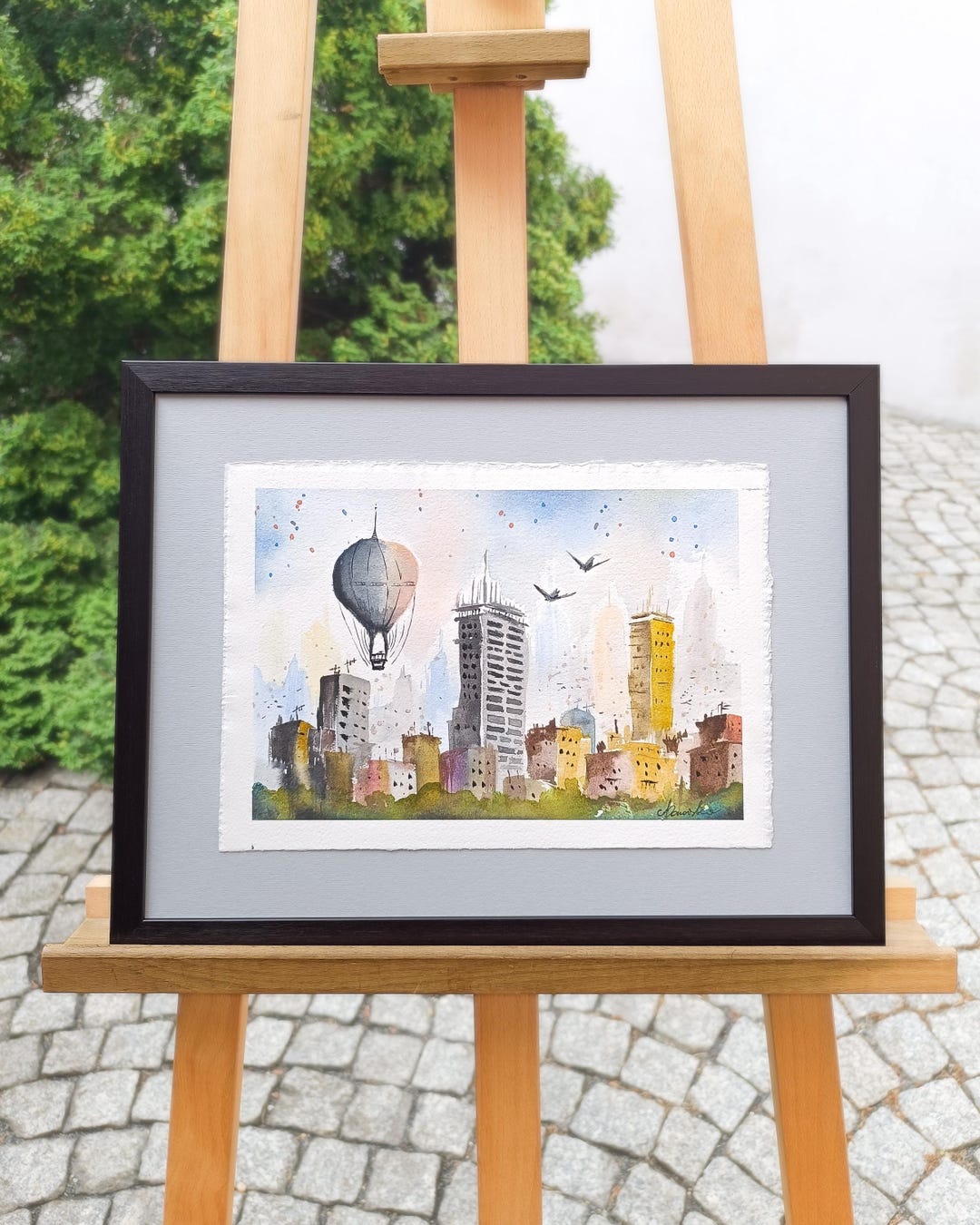 Original Watercolor Painting "dystopia". Cityscape Abstract Art Modern ...