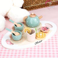 Personalized Wooden Tea Party Play Set, Custom Tea Set Toy, Gift for ...