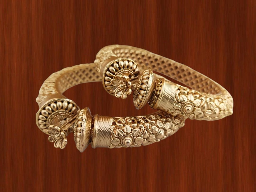 Gold Plated Rajwadi Bangles - Indian Kangan Kadas - Party Wedding ...