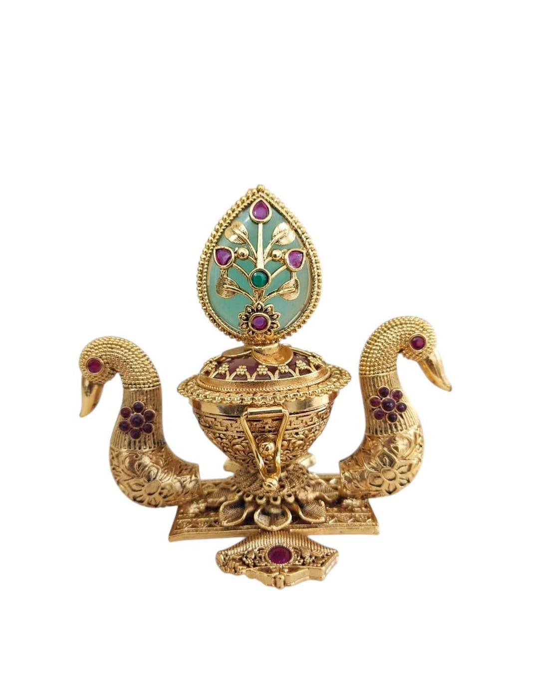 Handcrafted Copper Brass Kumkum Box - Traditional Haldi Kumkum Holder ...