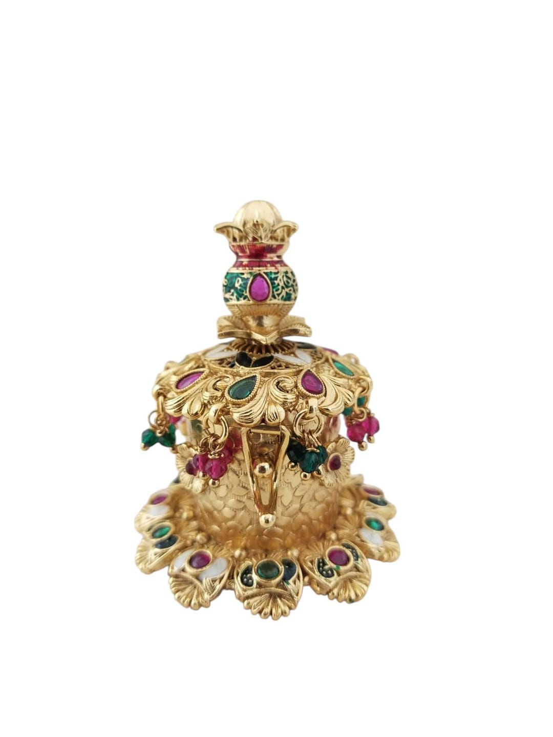 Indian Wedding Gift Kalash Style Gold Plated Sindoor Dabbies Kumkum Box ...