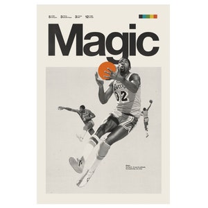 MAGIC JOHNSON Inspired Poster, Art Print - Minimalist, Helvetica, Mid ...