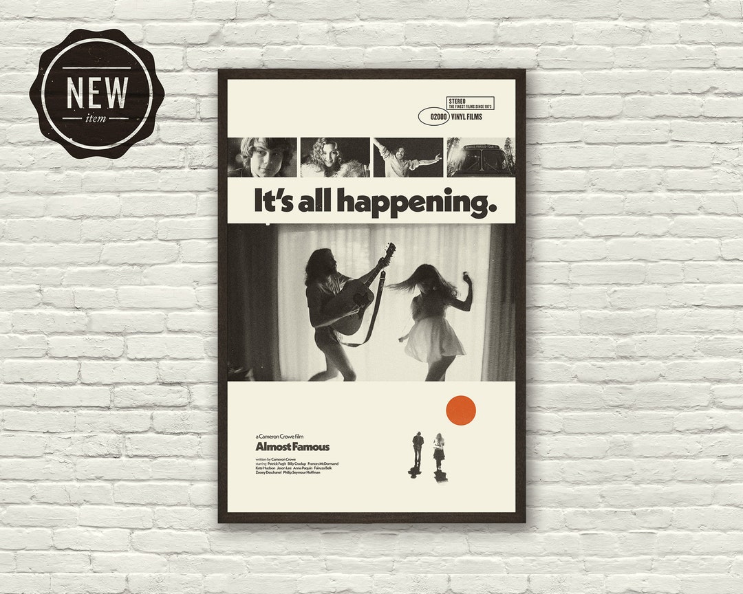 ALMOST FAMOUS, Cameron Crowe Inspired Poster, Art Print - Black and ...