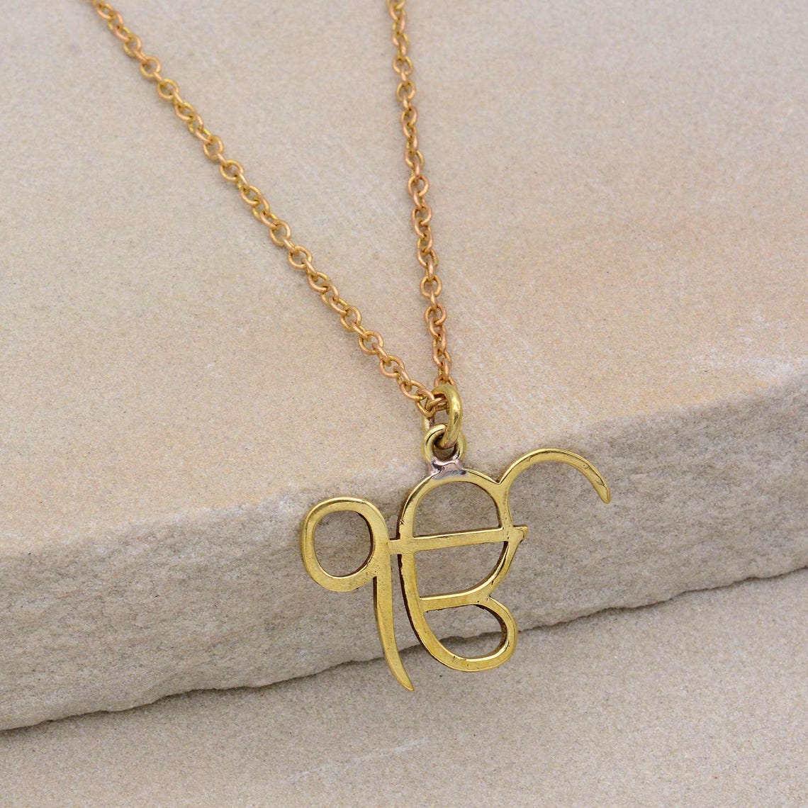 Ek Onkar Symbol Brass Necklace, Spiritual Pendant, Sikh Jewellery ...