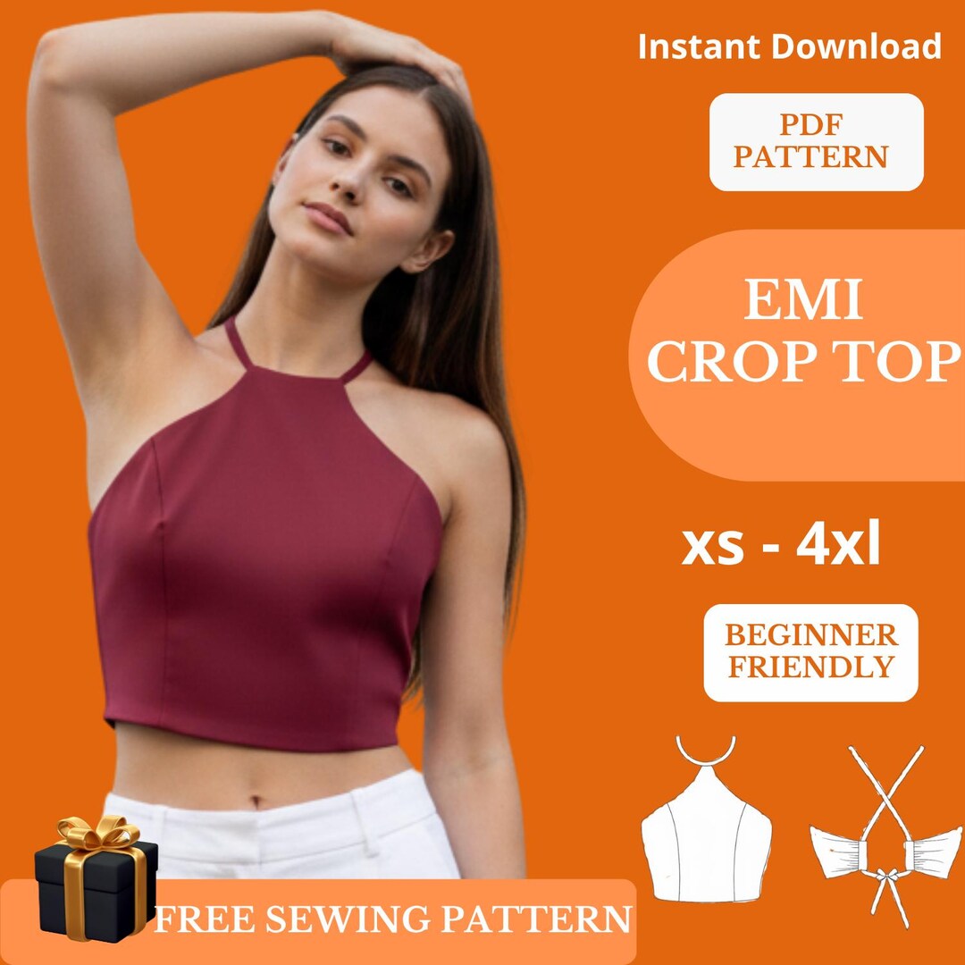 Halter Top Pattern Pdf | Open Back Top & Neck | Sizes XS–4XL | Instant ...