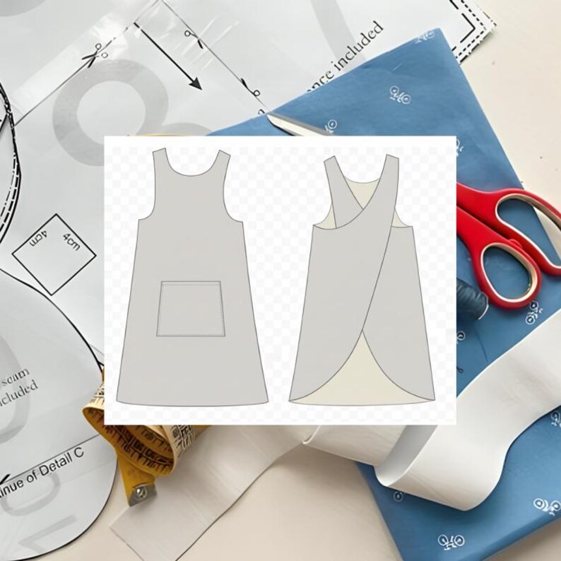 Cross Back Apron Sewing Pattern | Easy Pinafore Dress Apron | Beginner ...