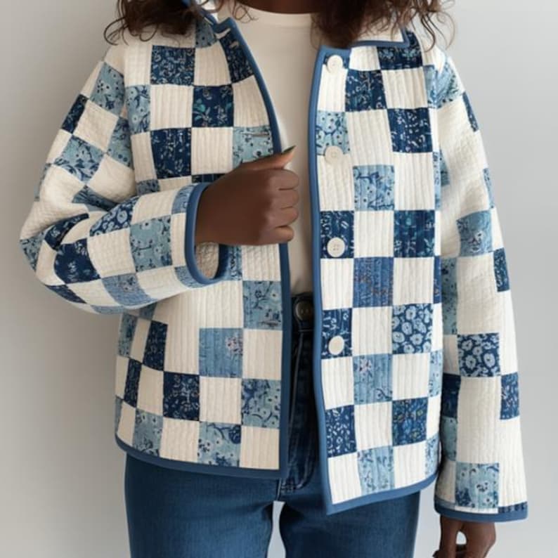 Patchwork Jacket Sewing Pattern PDF – Quilted Floral Coat Pattern ...