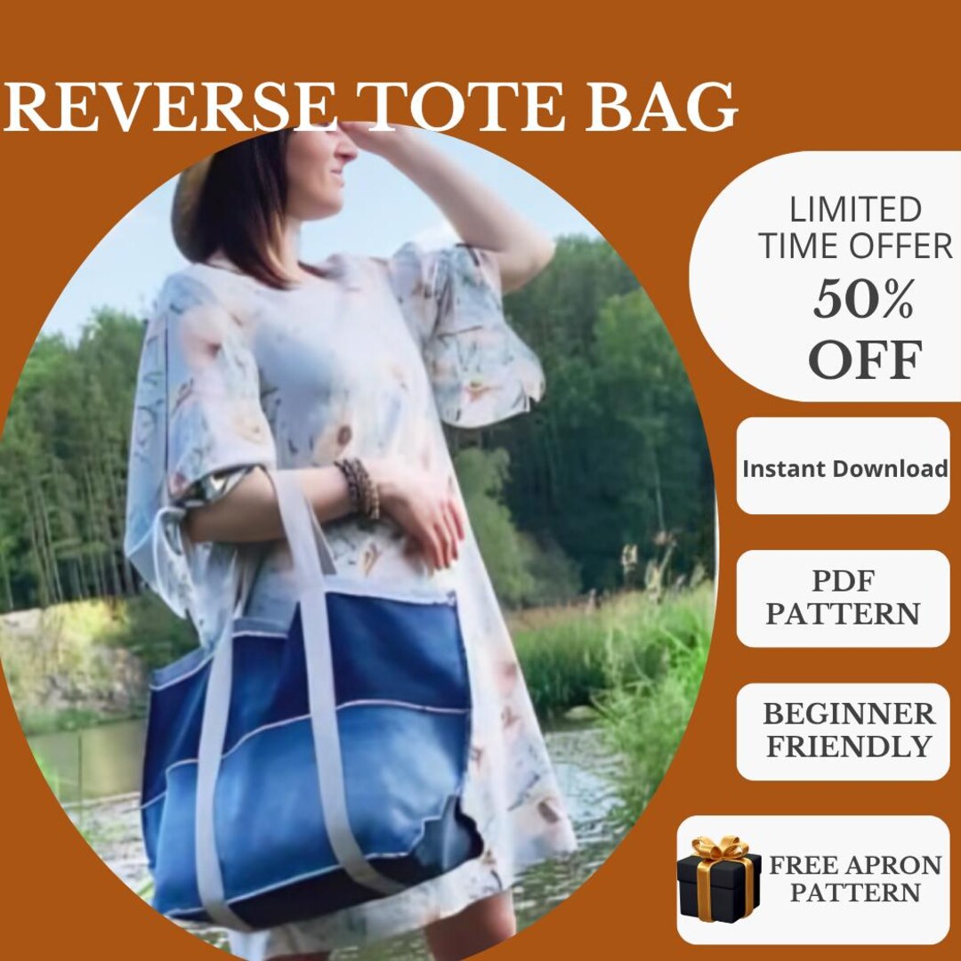Reverse Seams Tote Bag Pattern – 3 Sizes | Easy PDF Sewing Pattern ...