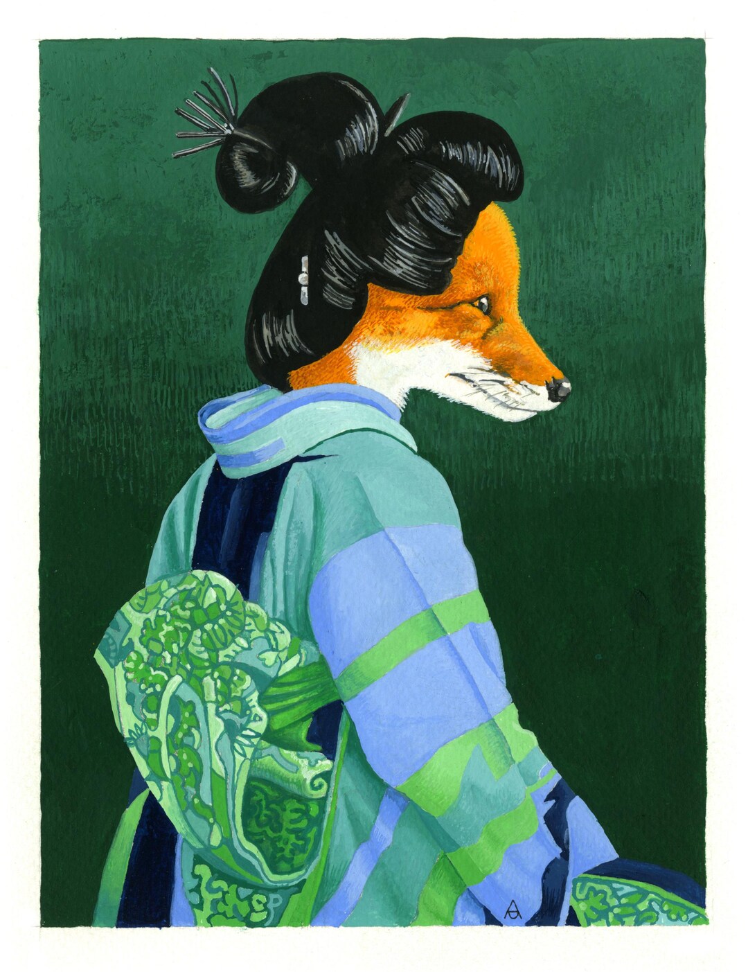 Kitsune – the Fox Geisha | Japanese Animal Art Print | Digital Download ...