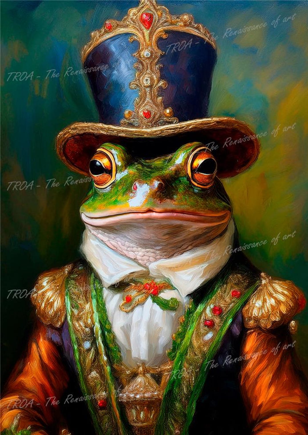 Renaissance Frog Digital Painting, Royal Frog Digital Painting, Royal ...