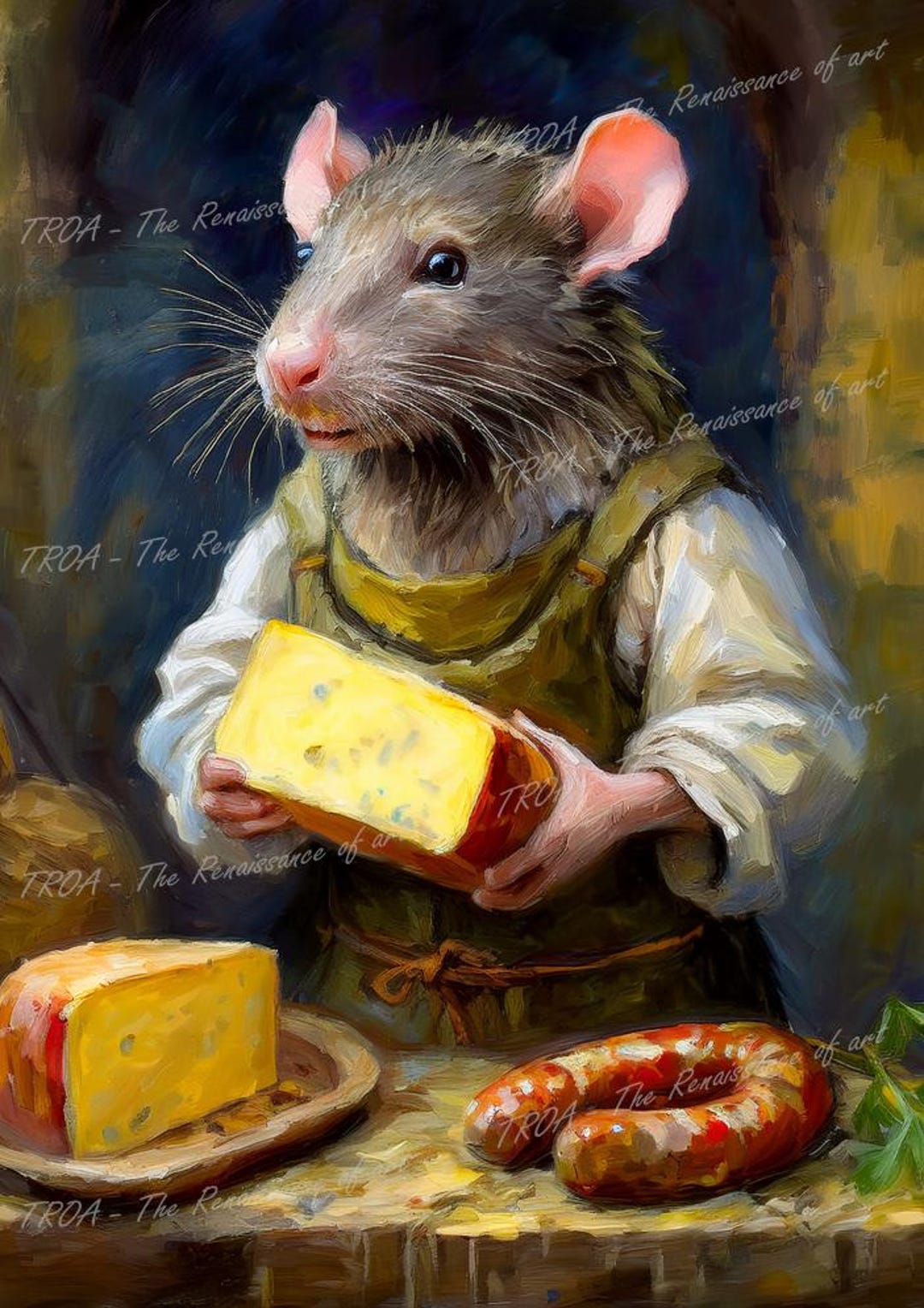 Farming Rat Digital Painting, Farmer Rat Digital Paint, Farm Pet ...
