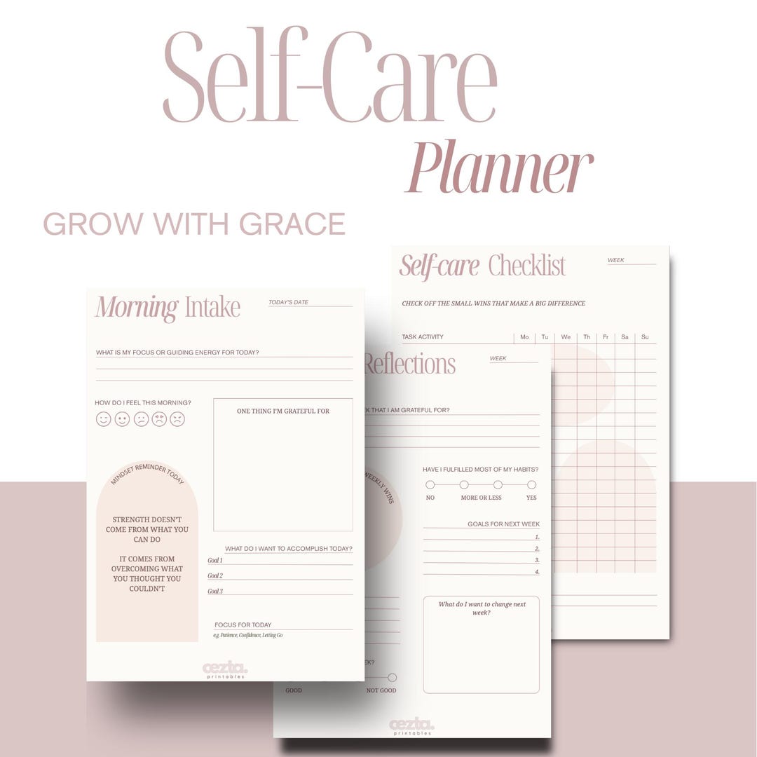 7-day Self-care Planner for Women | Minimalist Wellness Journal PDF ...