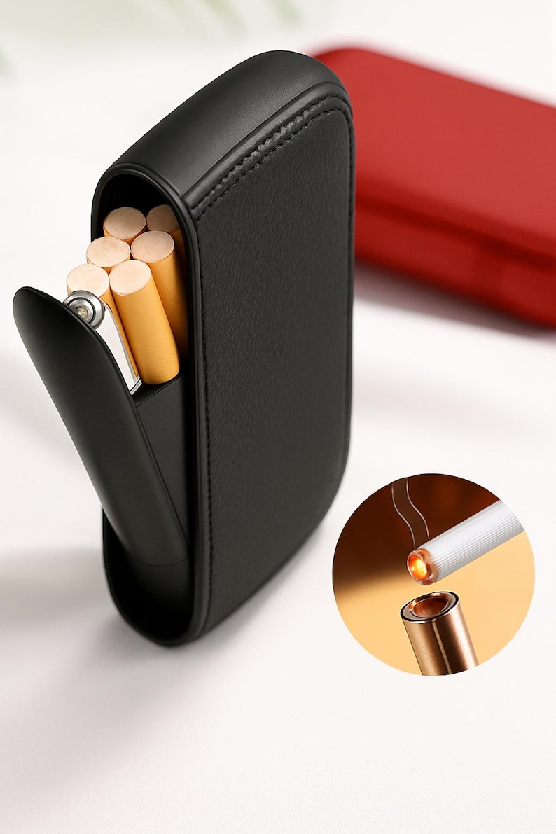 Classic Elegance Leather Style Cigarette Case and Lighter - Etsy