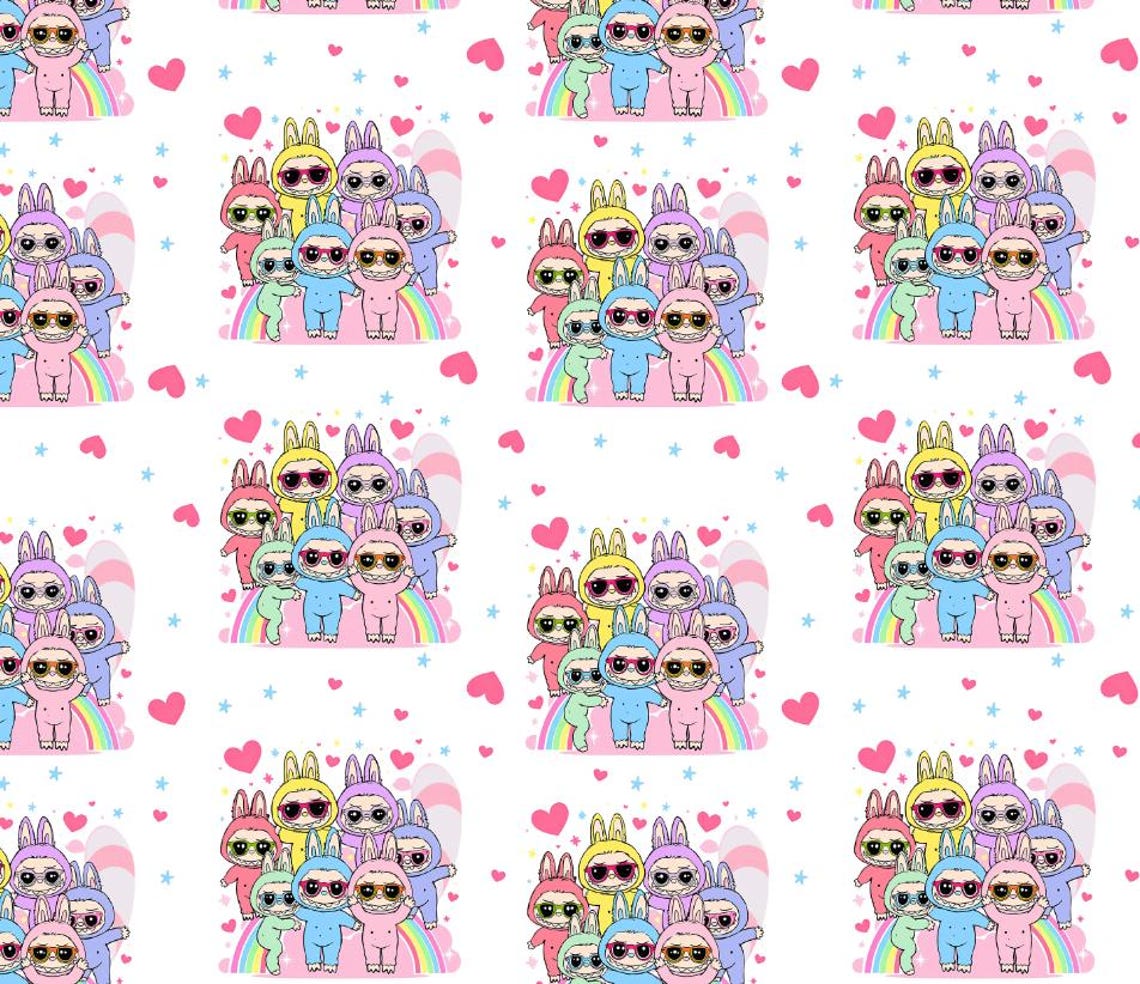 Kawaii Labubu Family Cartoon Fabric-pure Cotton Fabric,by 1/2 Yard - Etsy