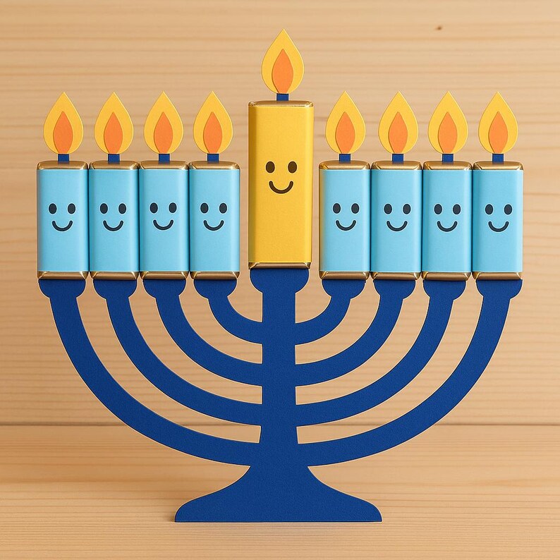 3D Hanukkah Menorah Chocolate Bar Gift Cardstock Paper Menorah Kosher ...