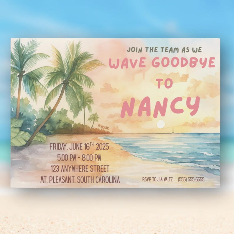 Wave Goodbye Retirement Party Digital Invitation | Editable Digital ...