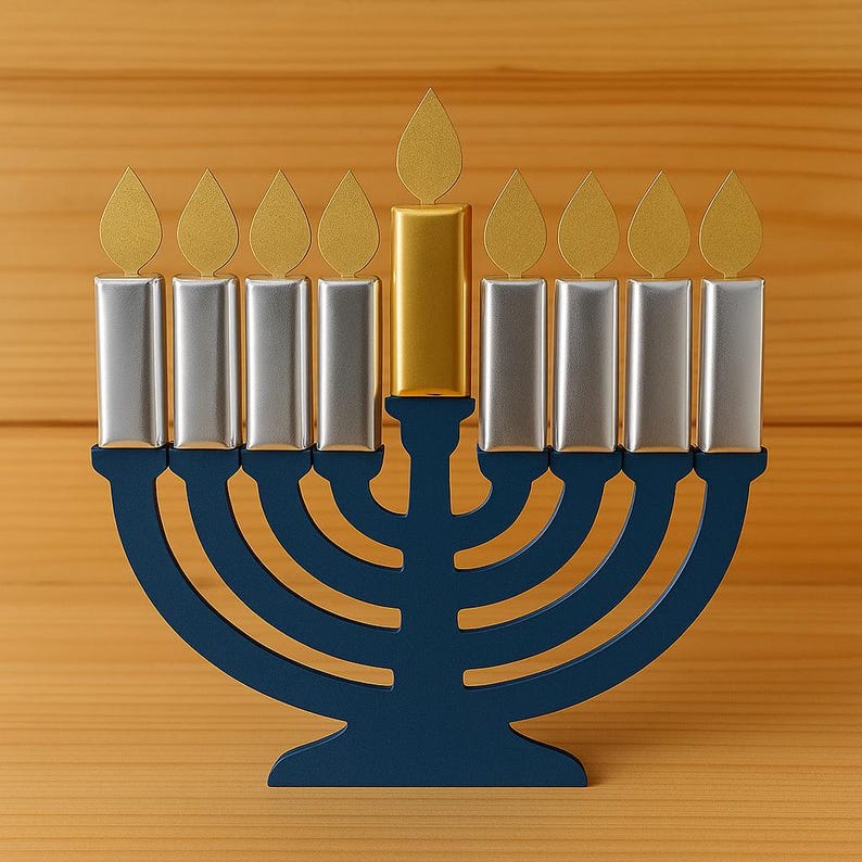 3D Hanukkah Menorah Chocolate Bar Gift Cardstock Paper Menorah Kosher ...