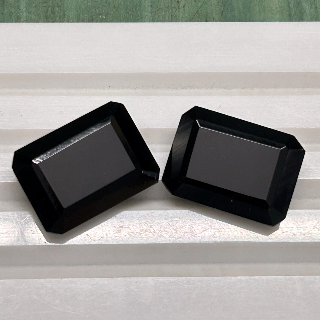 Beautiful Black Onyx Dyed Chalcedony Cut Stone Loose Gemstone 2 Pieces ...