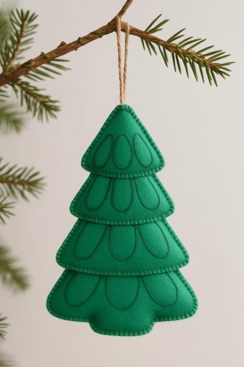 Felt Christmas Tree Ornament Pattern • Printable Holiday Template PDF ...
