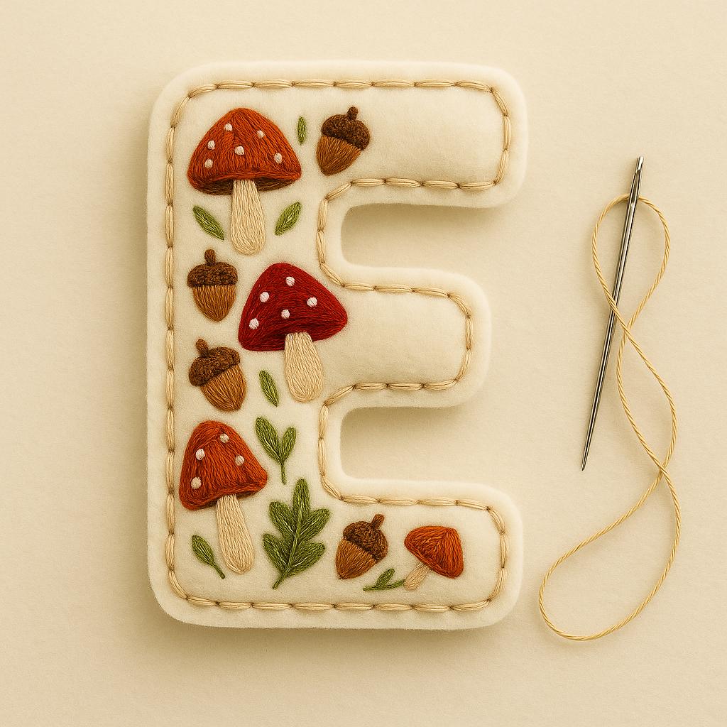 Felt Letter E Ornament Pattern • DIY Embroidery Initial (PDF Pattern ...