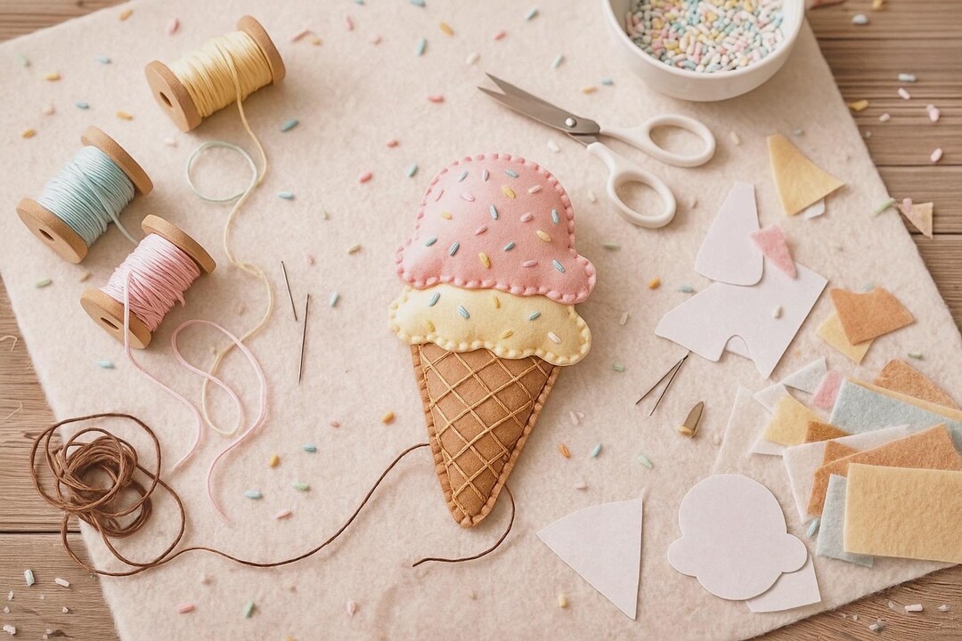 Felt Ice Cream Pattern Set PDF • Scoop and Cone Templates • Drip Scoop ...