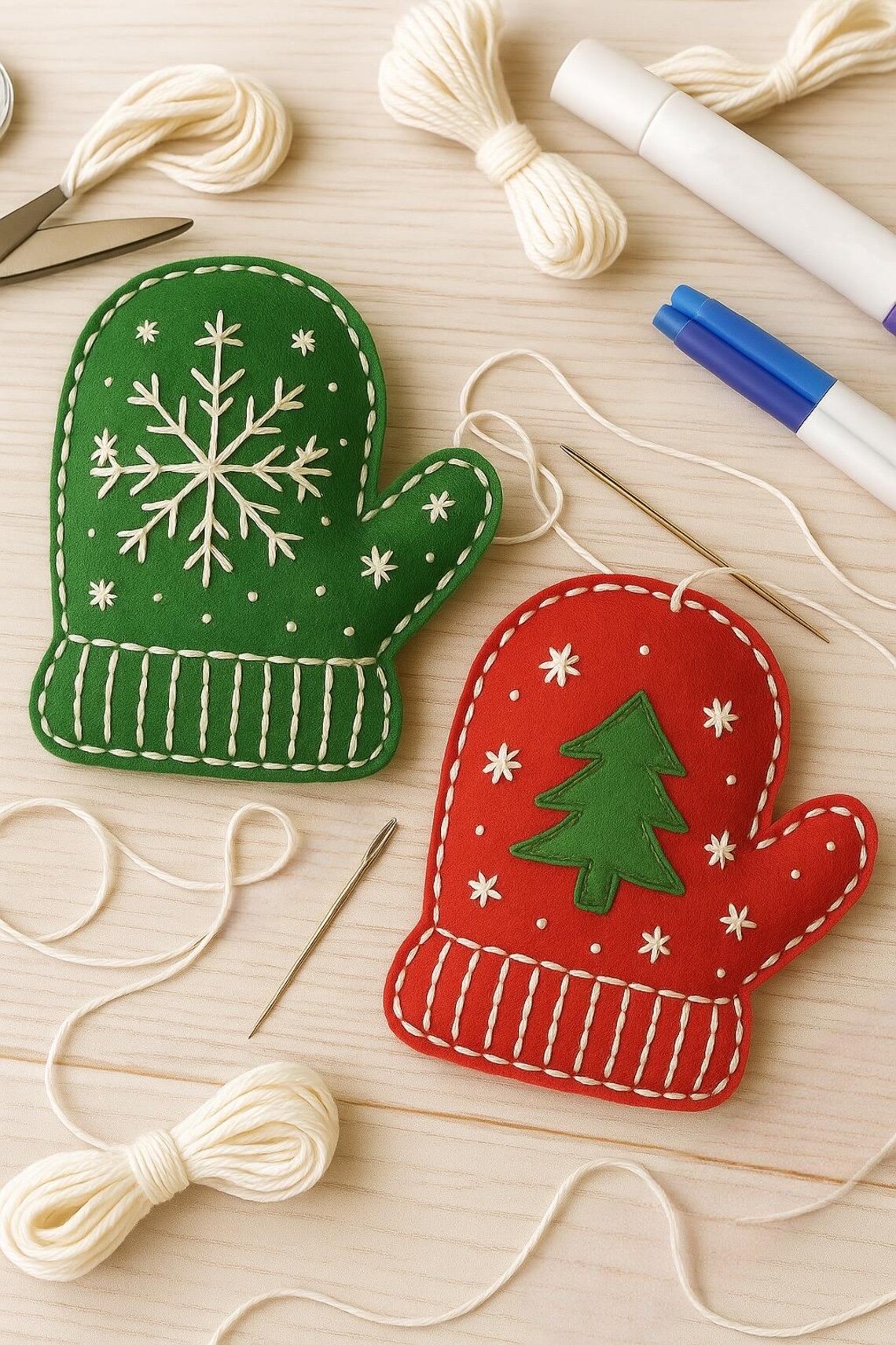 DIY Felt Mitten Ornament Pattern – Beginner Friendly PDF Template ...