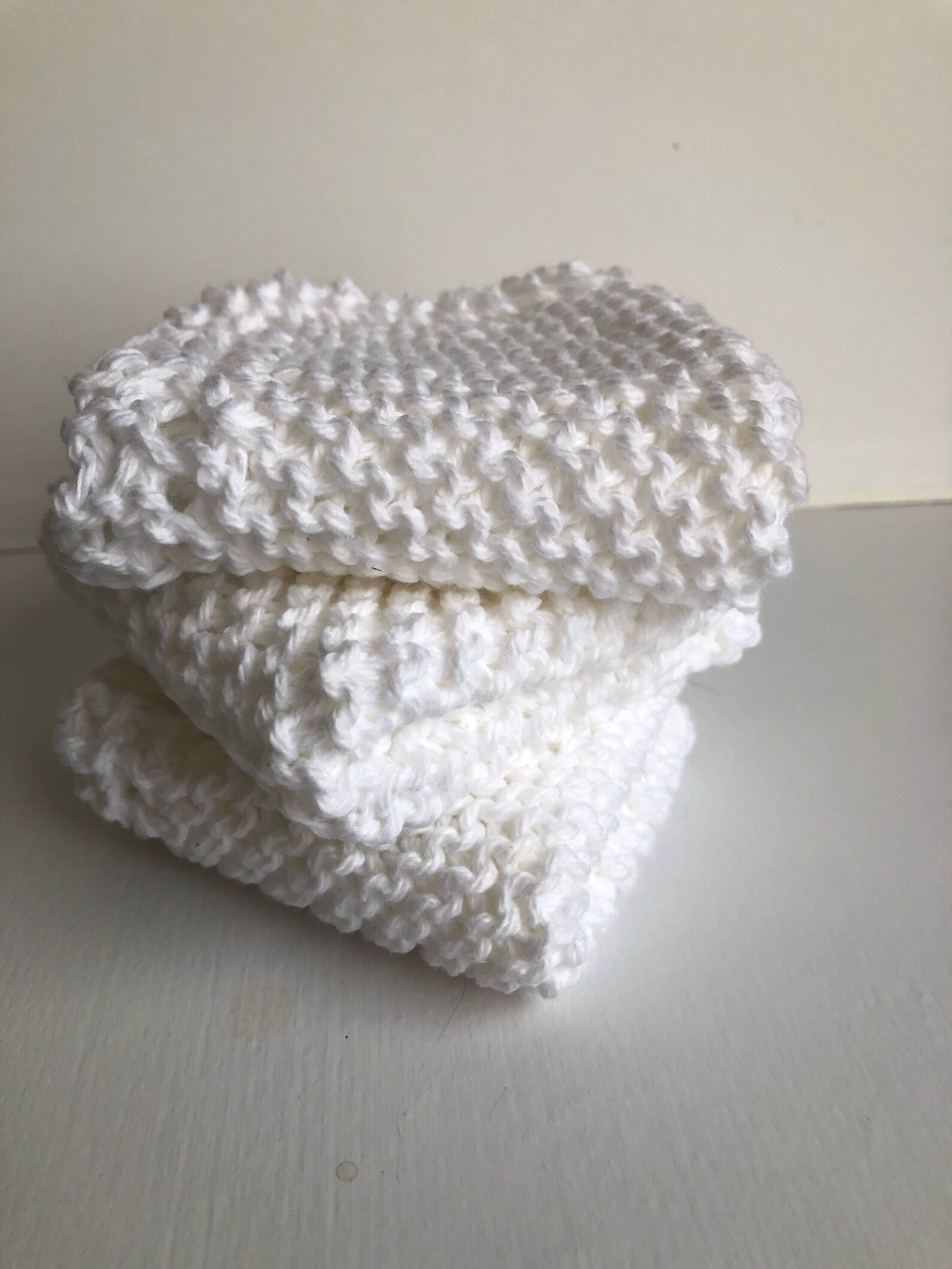 Cotton Hand Knit Dish Cloth White Dish Cloths Knit Wash | Etsy
