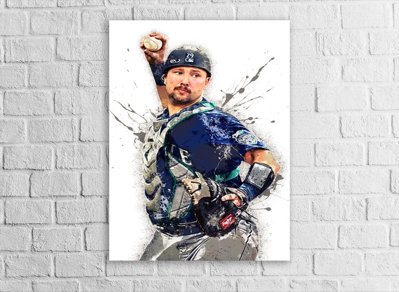 Cal Raleigh Poster, Seattle Mariners, Gallery Canvas or Framed Art - Etsy