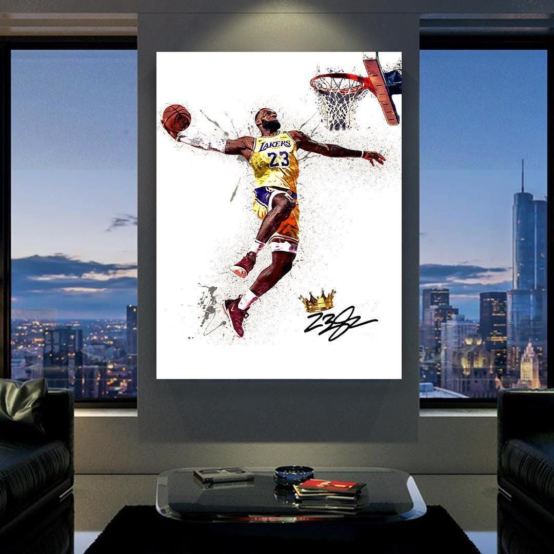 Lebron James Dunk Poster, Los Angeles Lakers, Gallery Canvas Wrap or ...