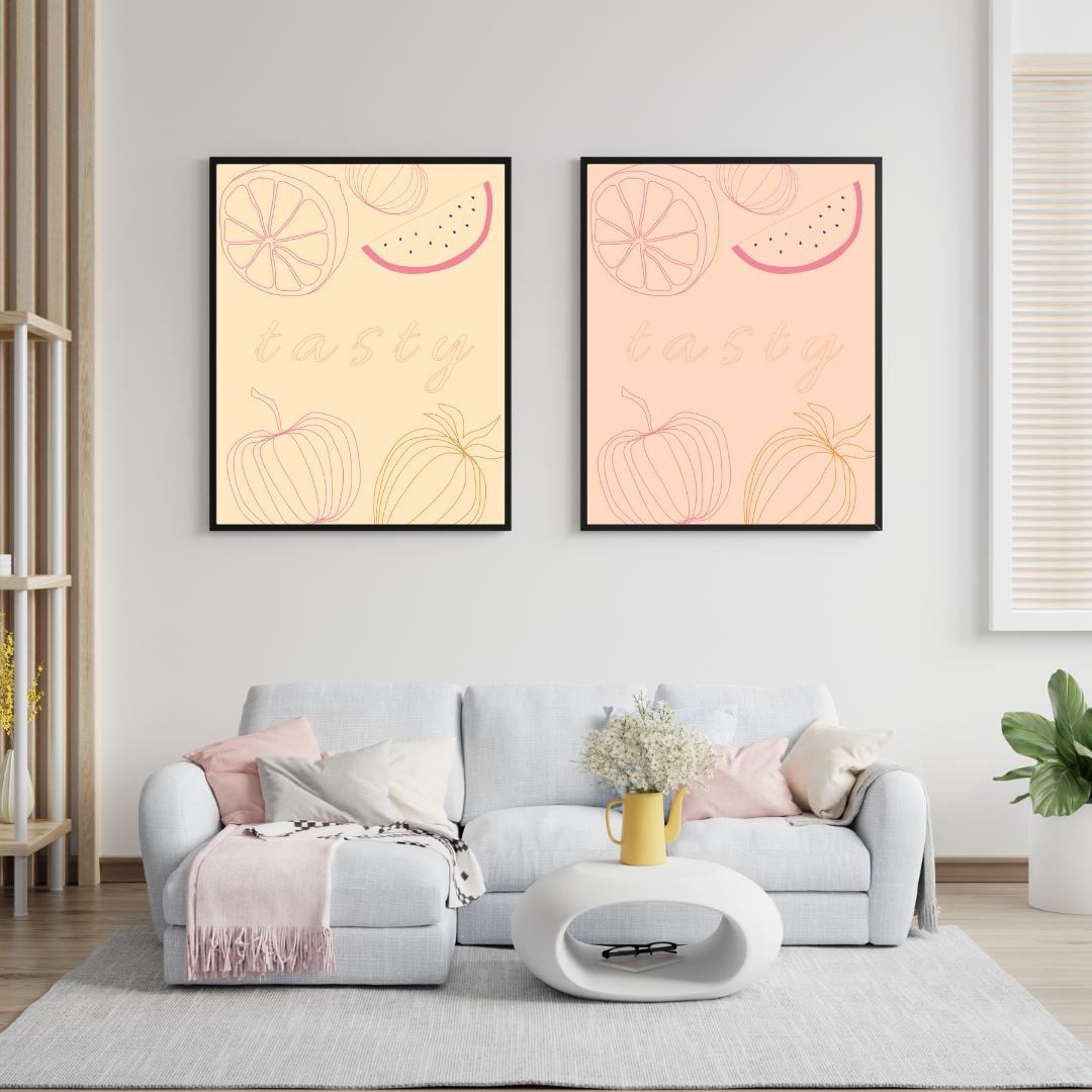 Set of 4 Food Prints "tasty", Fruits Wall Art, Room Decor - Etsy