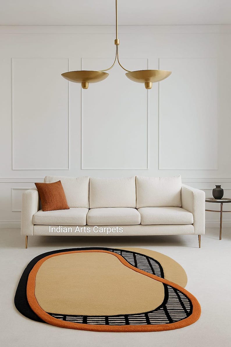 Luxury Hand-tufted Modern Carpet Organic Shape Designer Rug Geometric ...