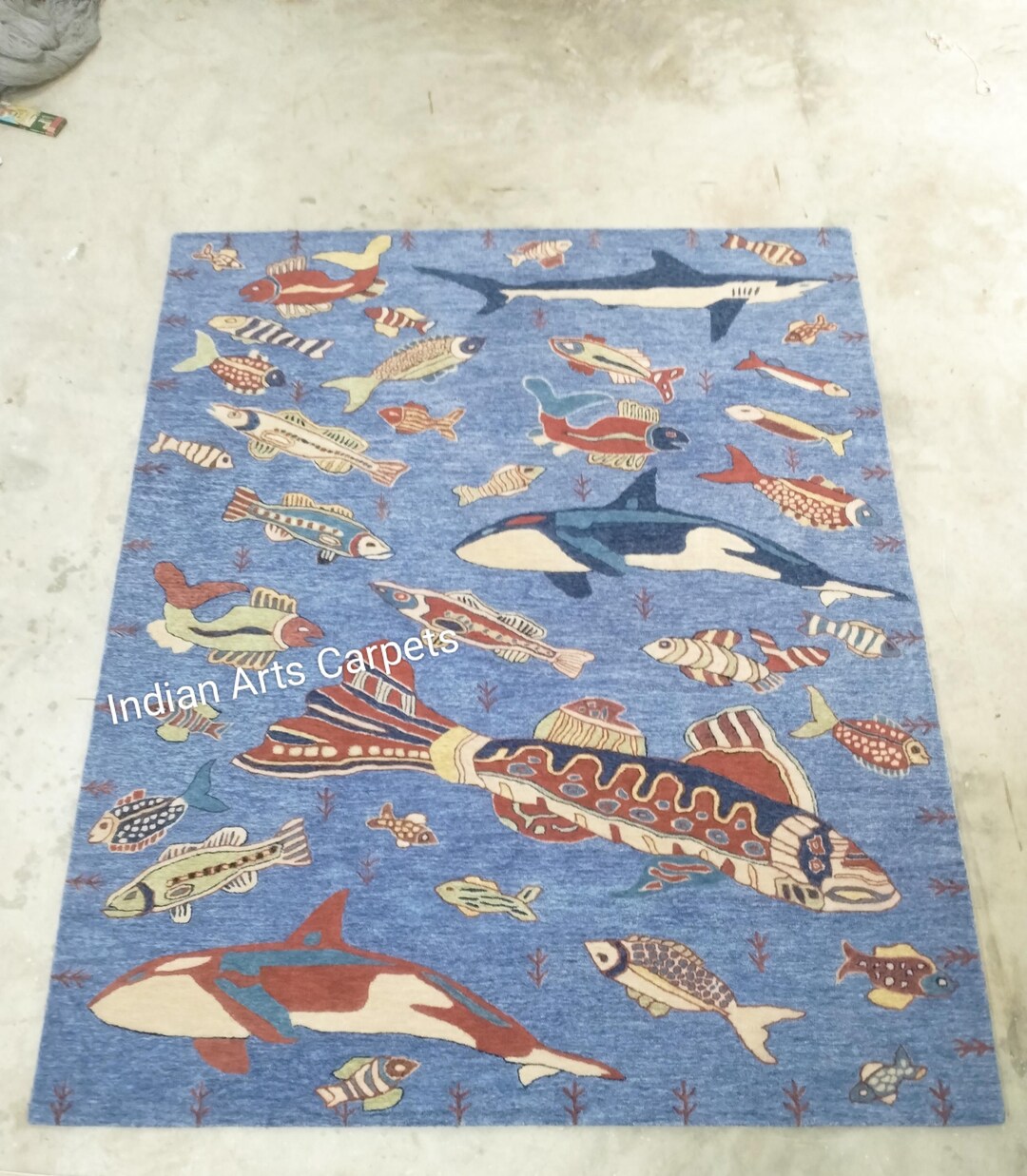 Orca Fish Rugs Swimming in Ocean Themes Fish Rugs Hand Tufted 8x10 ...
