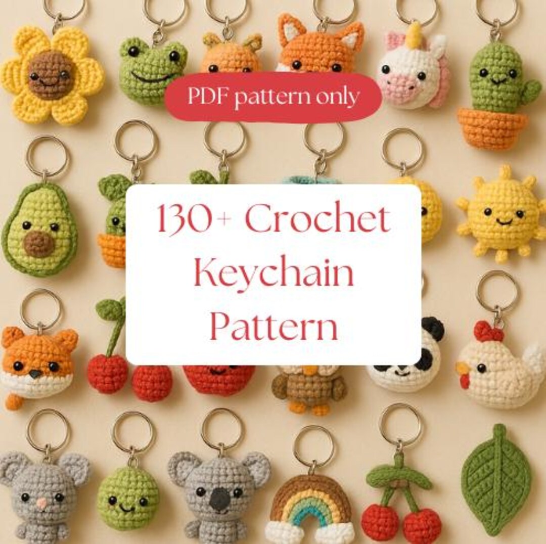 135+ Keychain Amigurumi Crochet Pattern Bundle, Miniature Crochet, Cute ...