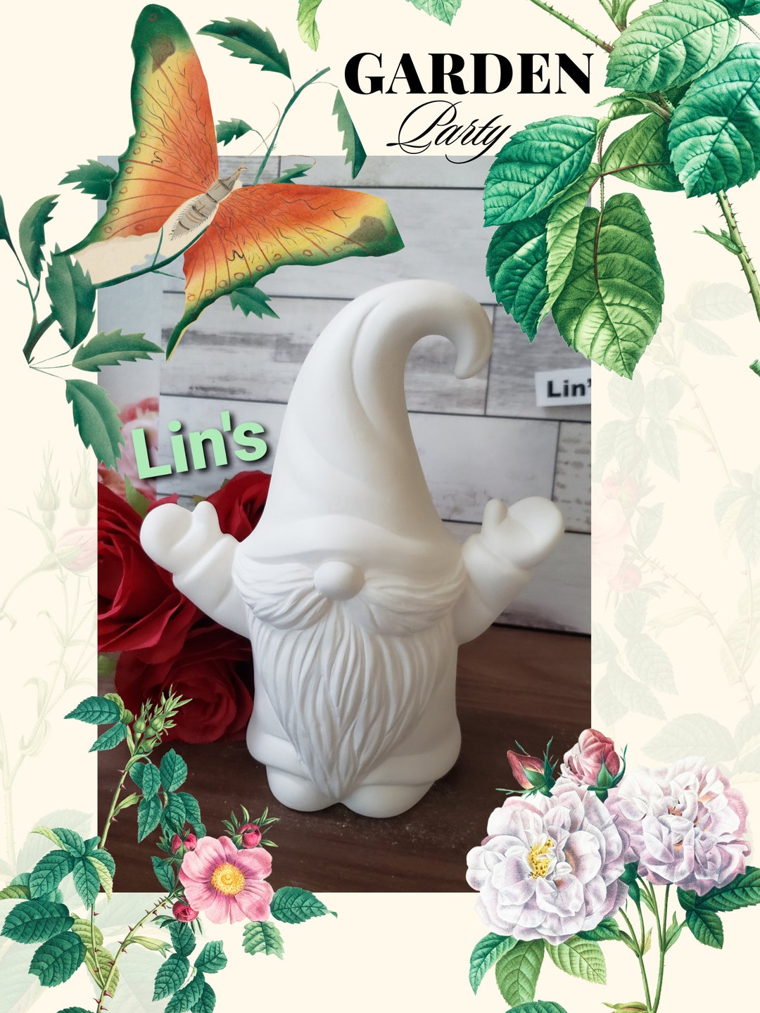 Bisque - Handmade - Gnome Waving - Hand Made Ready to Paint - Etsy