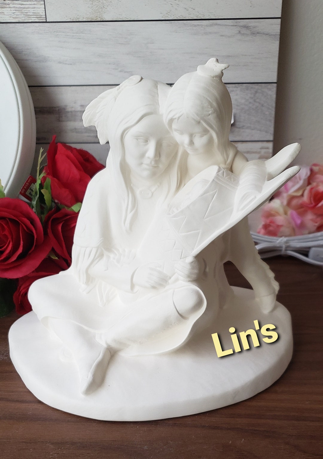 Bisque Indian Family Great Detail Décor Fun. Hand Made Ready to Paint ...