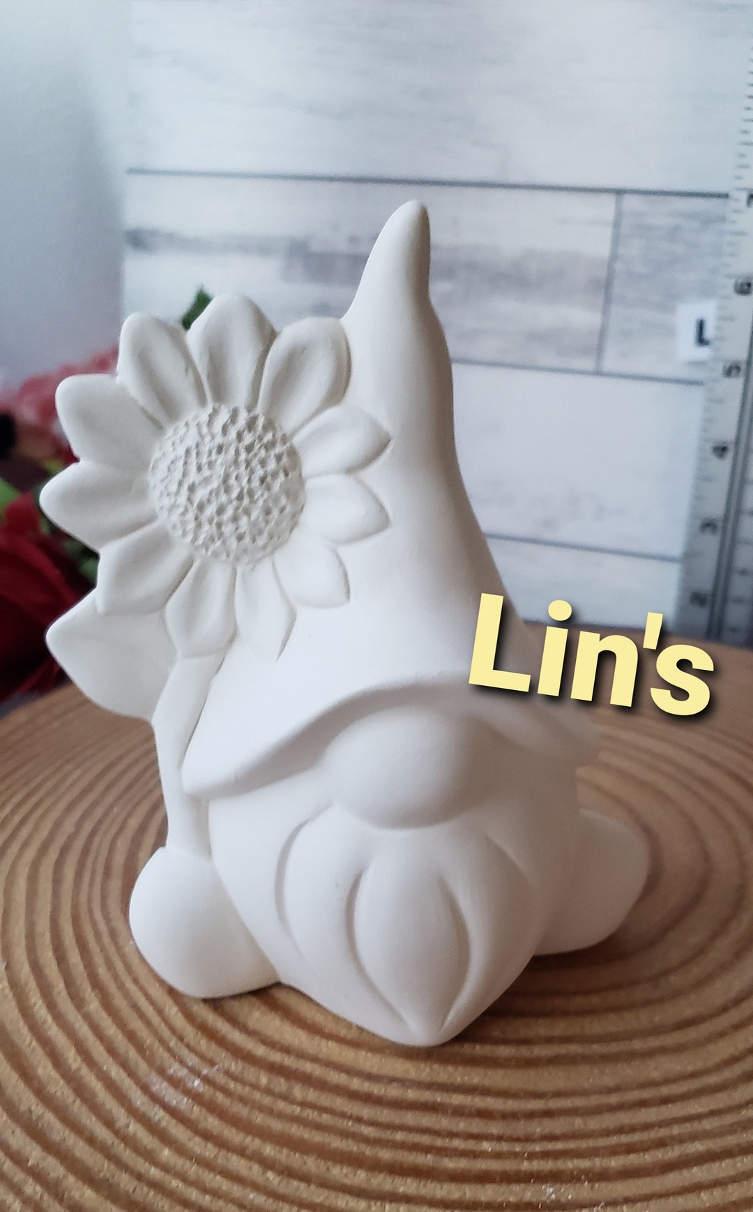 Bisque - Handmade - Gnome W Daisy Flower - Hand Made Ready to Paint ...