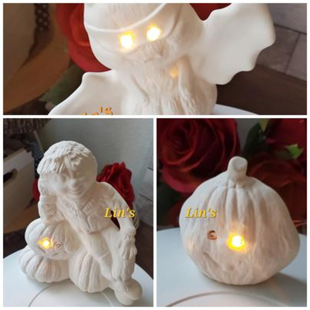 Bisque - Blinkie Scarecrow, Bat, Pumpkin With Blinkie Eye Lights ...