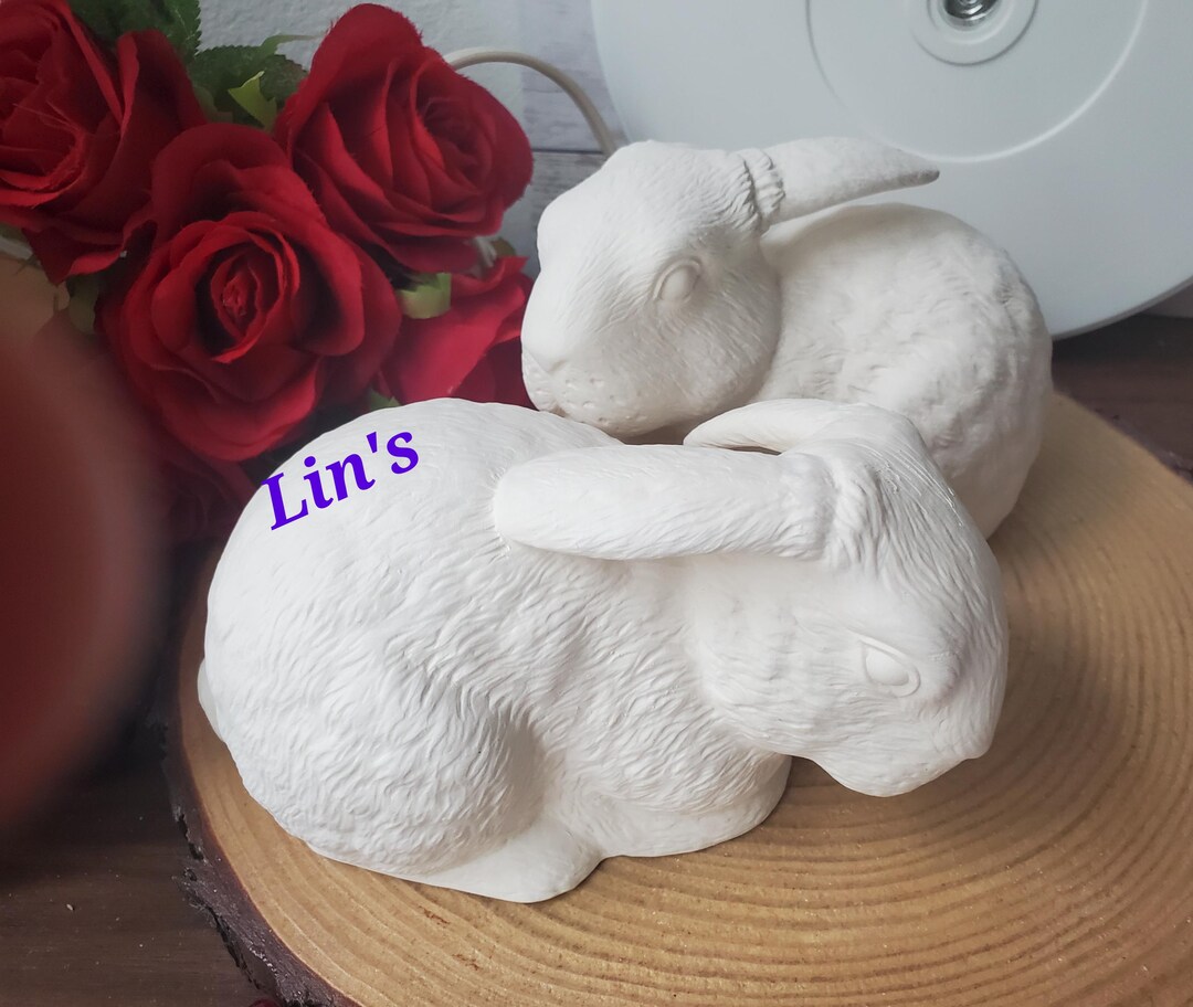 2 Lop Earred Bunnie, Rabbits - Bisque Ready to Paint Spring Summer ...