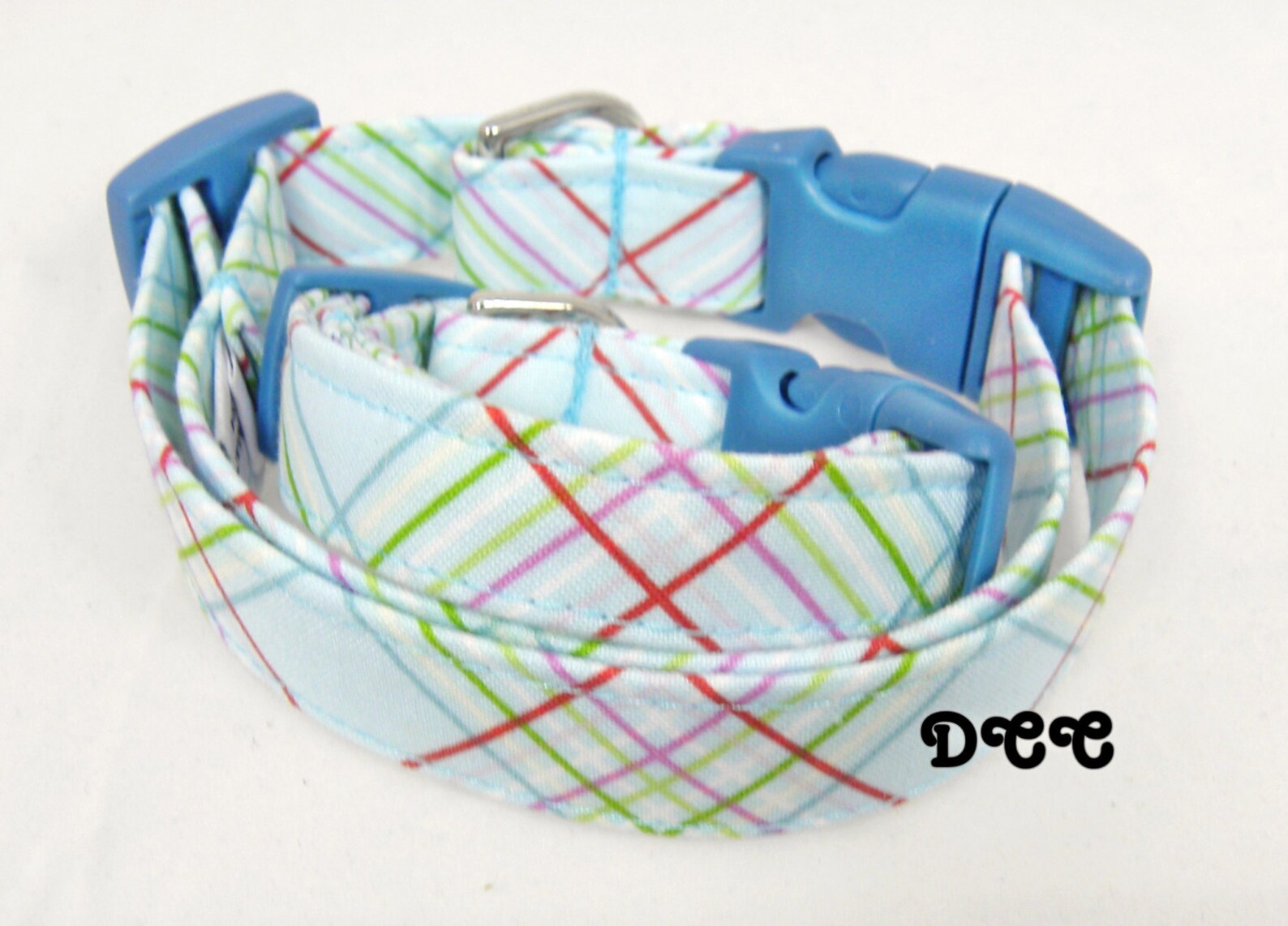 Dog Collar Criss Cross Pattern Soft Light Blue Red Green Blue White ...